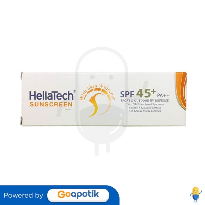 Cek Ingredients HeliaTech Sunscreen Lotion SPF 45+ PA++: Lindungi ...